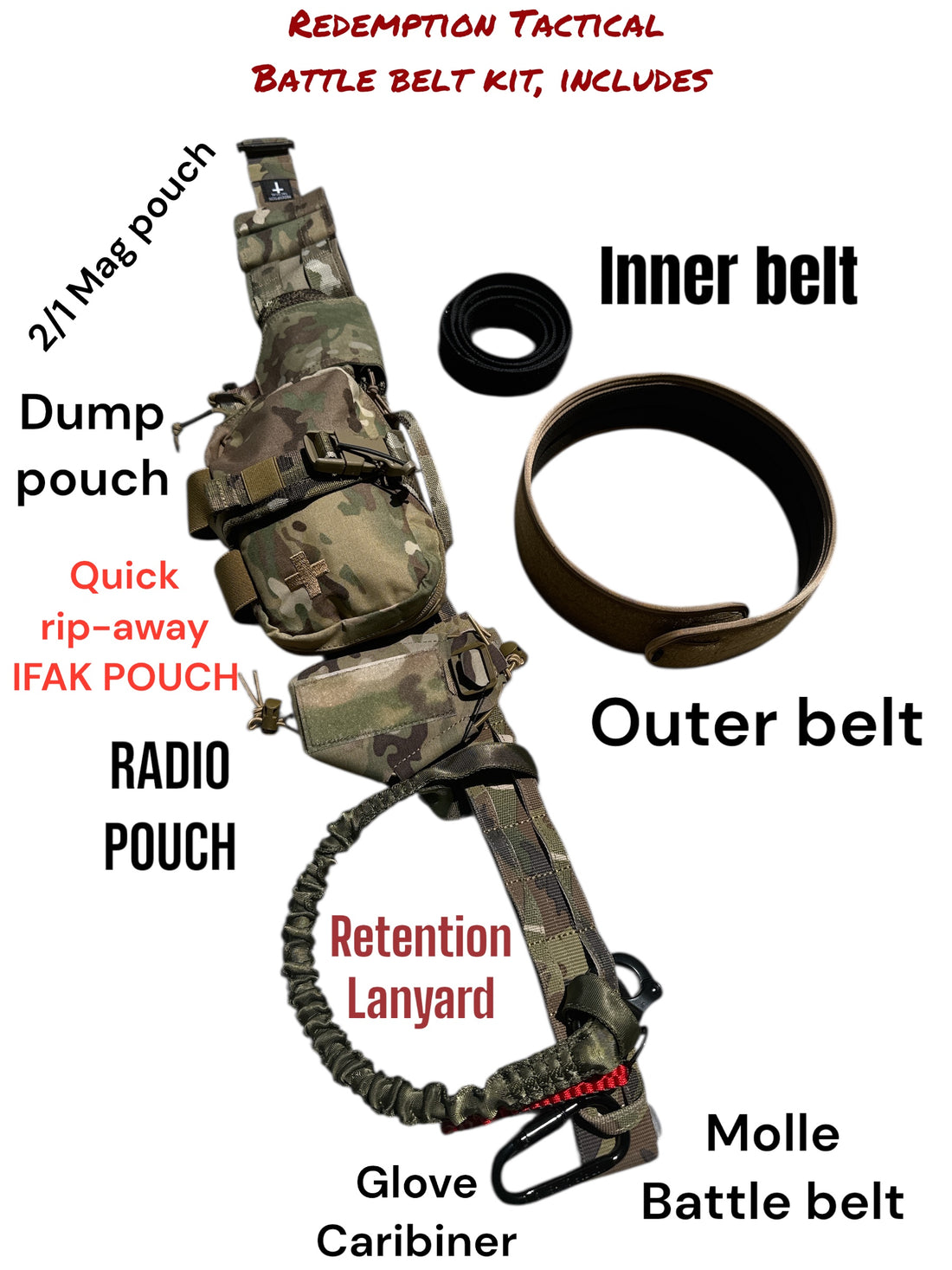 Full Tactical Battle Belt Kit all Pouches Included