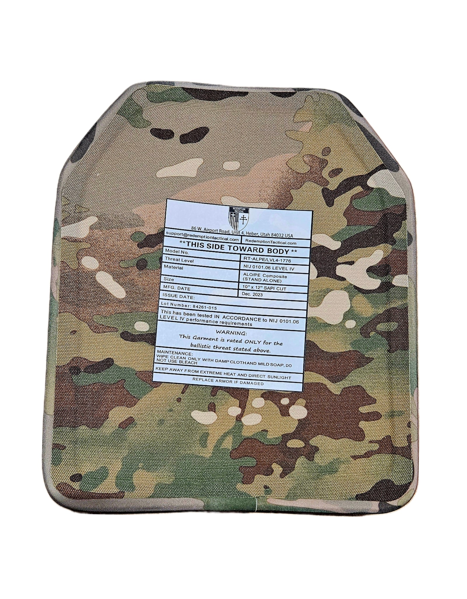 LIGHTWEIGHT LEVEL IV PACKAGE (2) 10x12 Front/Back Ceramic PE Plates (2 ...