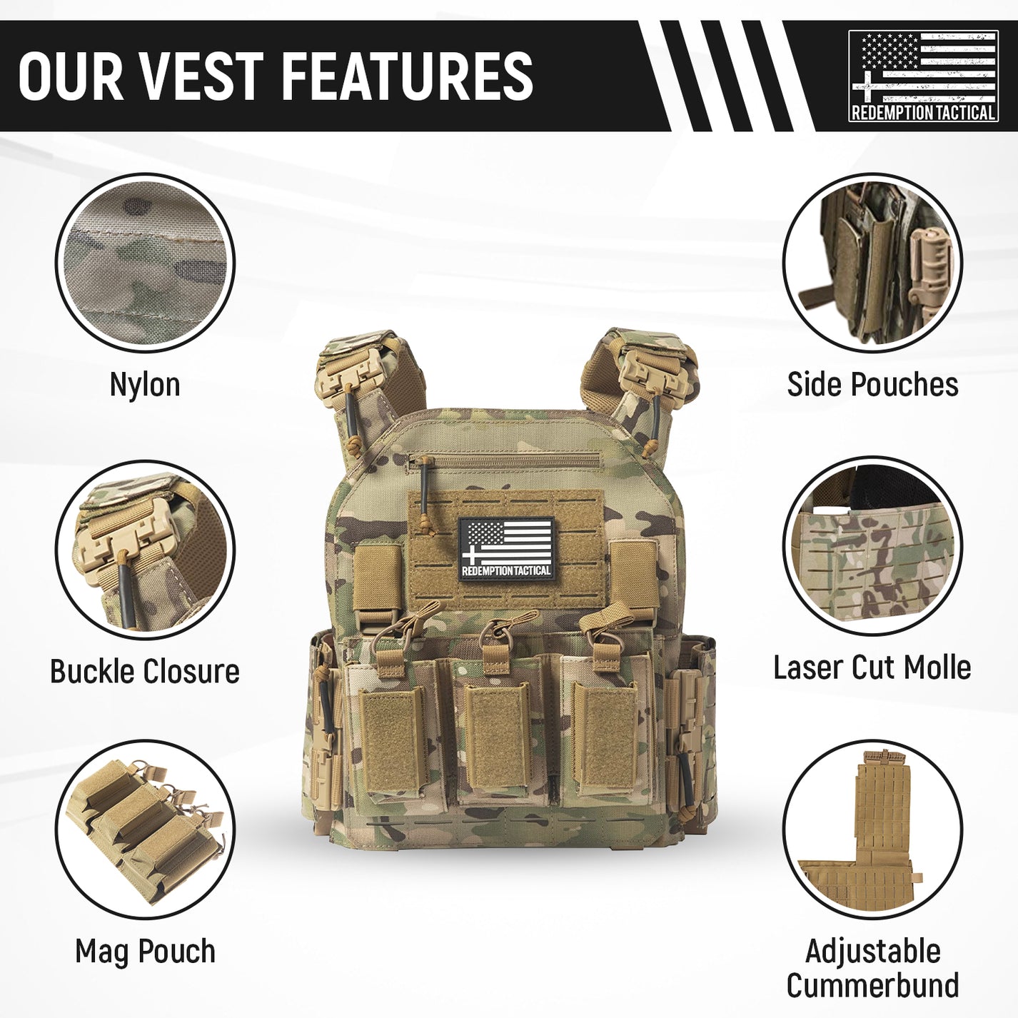 "CRUSADER 2.0 TEXAS Edition" V4 Redemption Tactical® Plate Carrier Ves